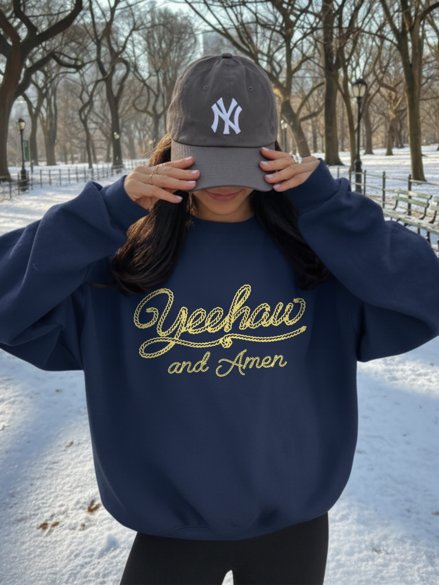 Yellow Font Yeehaw Amen Sweatshirt – The Christian Boho